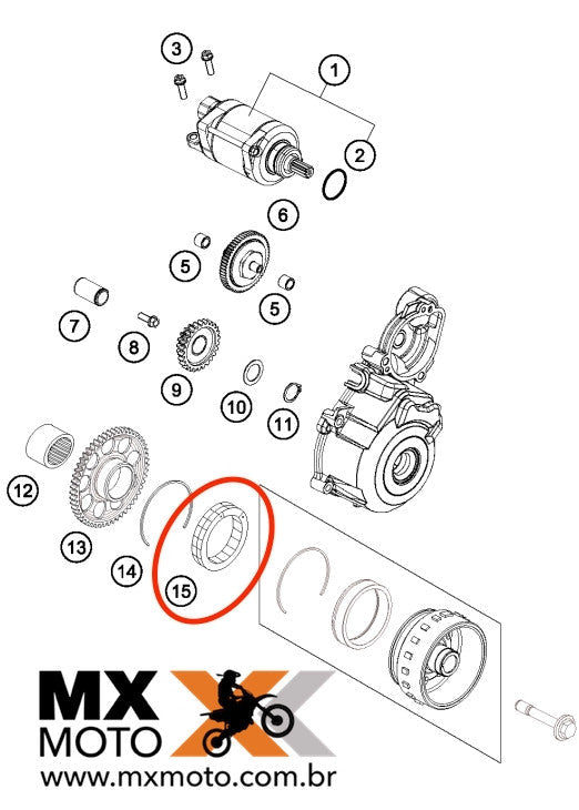 Rolamento da Placa de Partida Original KTM 450, 500, 530, 690 ( 2007 a ...